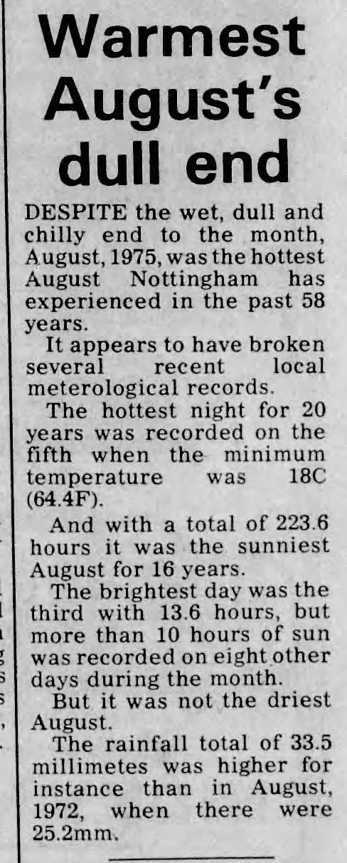 August 1975 scorcher: Newspaper accounts - Historic Weather ...