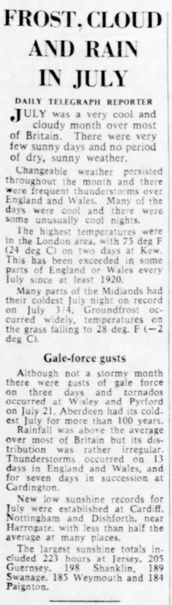 July 1965: Artic High Summer - Historic Weather - Netweather Community ...